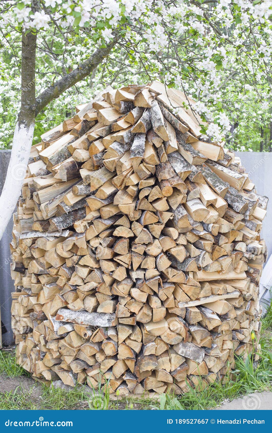Stack of Chopped Firewood in the Country, Background Stock Image ...