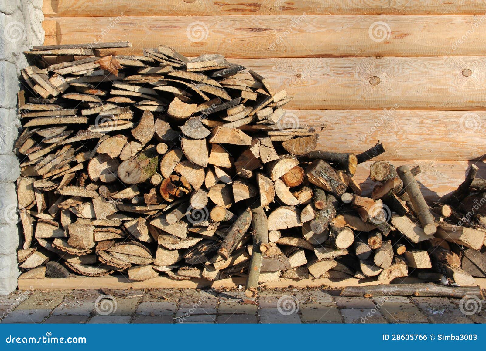 Stack of chopped logs stock photo. Image of mound, wooden - 28605766