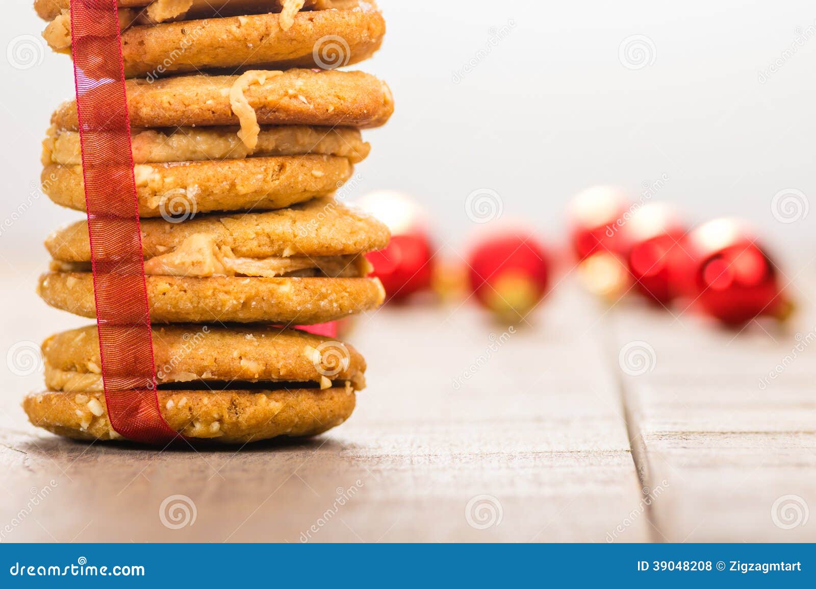 Stack of Christmas Cookies Tied with Red Ribbon Stock Photo - Image of ...