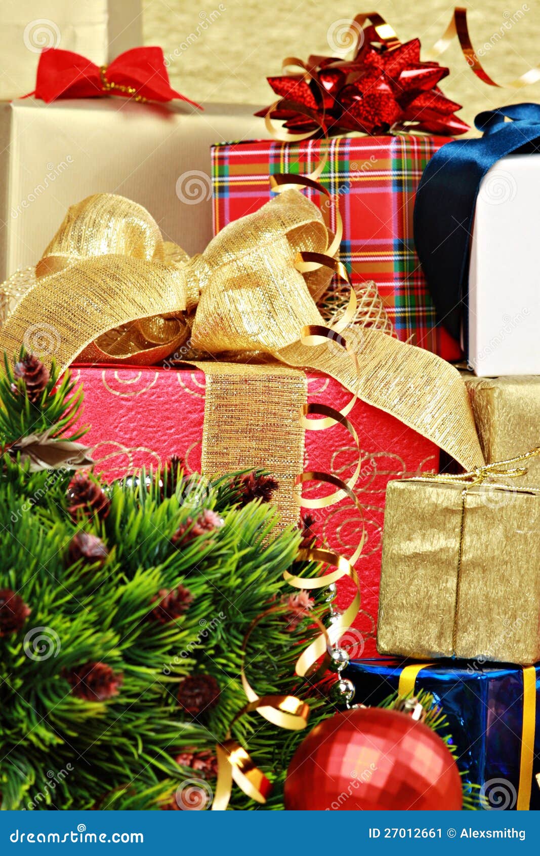Stack of Christmas Gift Boxes Stock Image - Image of color, greeting ...