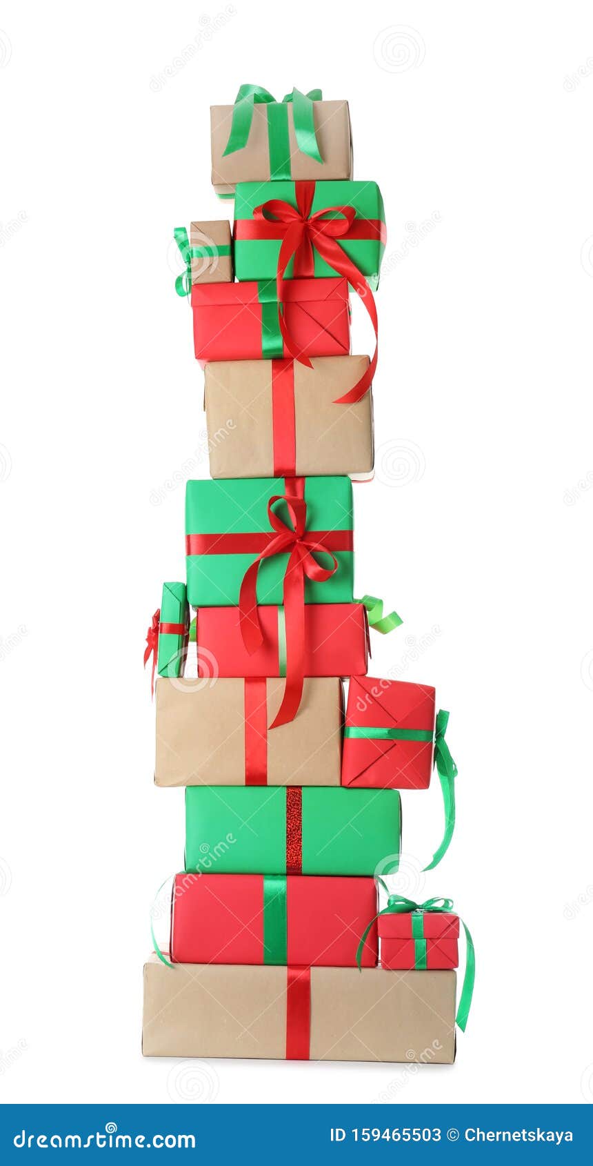 Stack of Christmas Gift Boxes on White Stock Image - Image of package ...