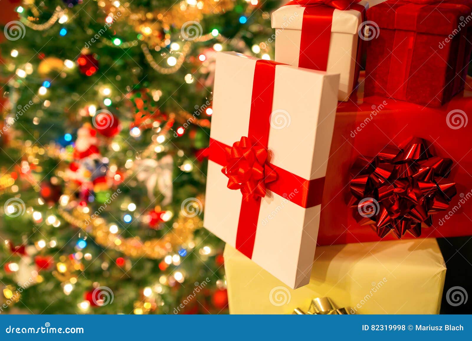 Stack of Christmas gifts stock photo. Image of colors - 82319998