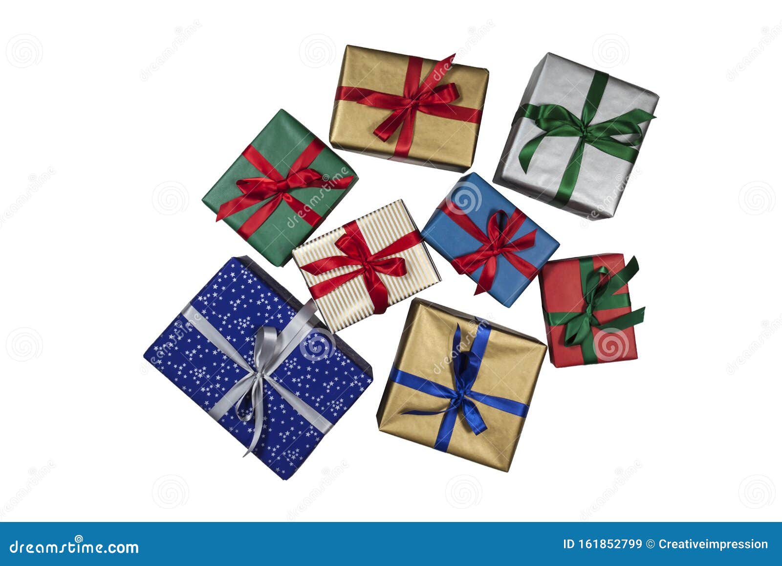 Stack of Christmas Presents Stock Image - Image of background, gold ...