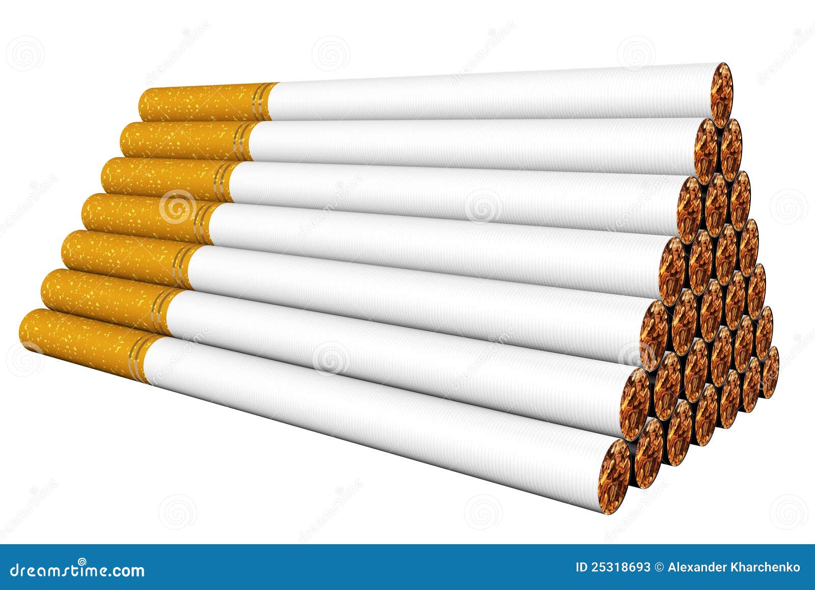 Stack of Cigarettes on the White Stock Illustration - Illustration of ...