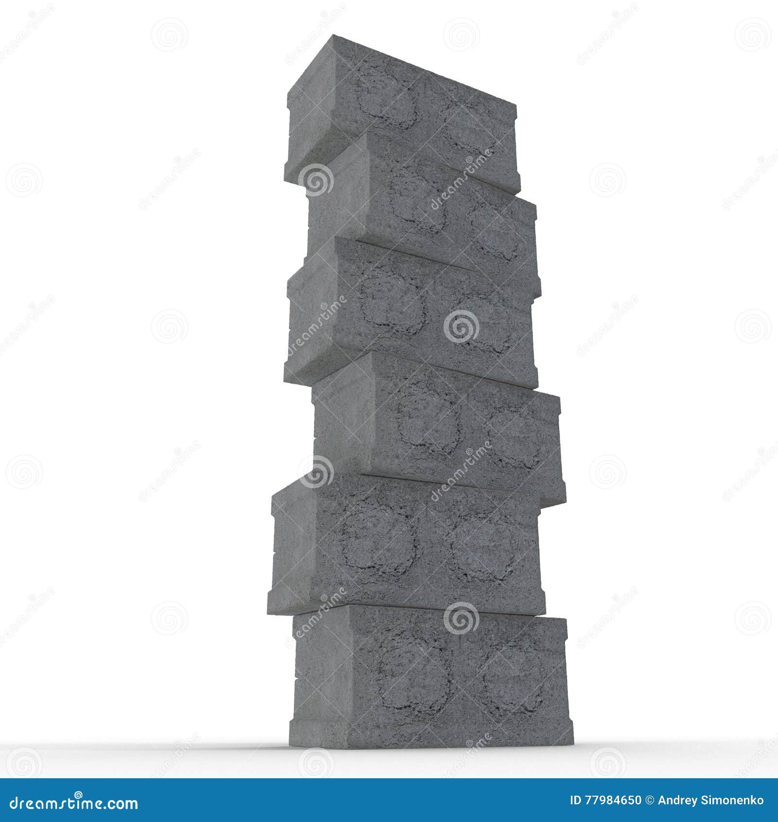 Stack of Cinder Block Bricks Isolated on White. 3D Illustration Stock ...