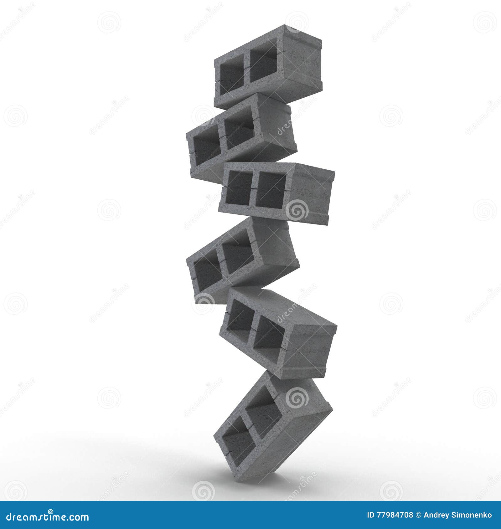 Stack of Cinder Block Bricks Isolated on White. 3D Illustration Stock ...