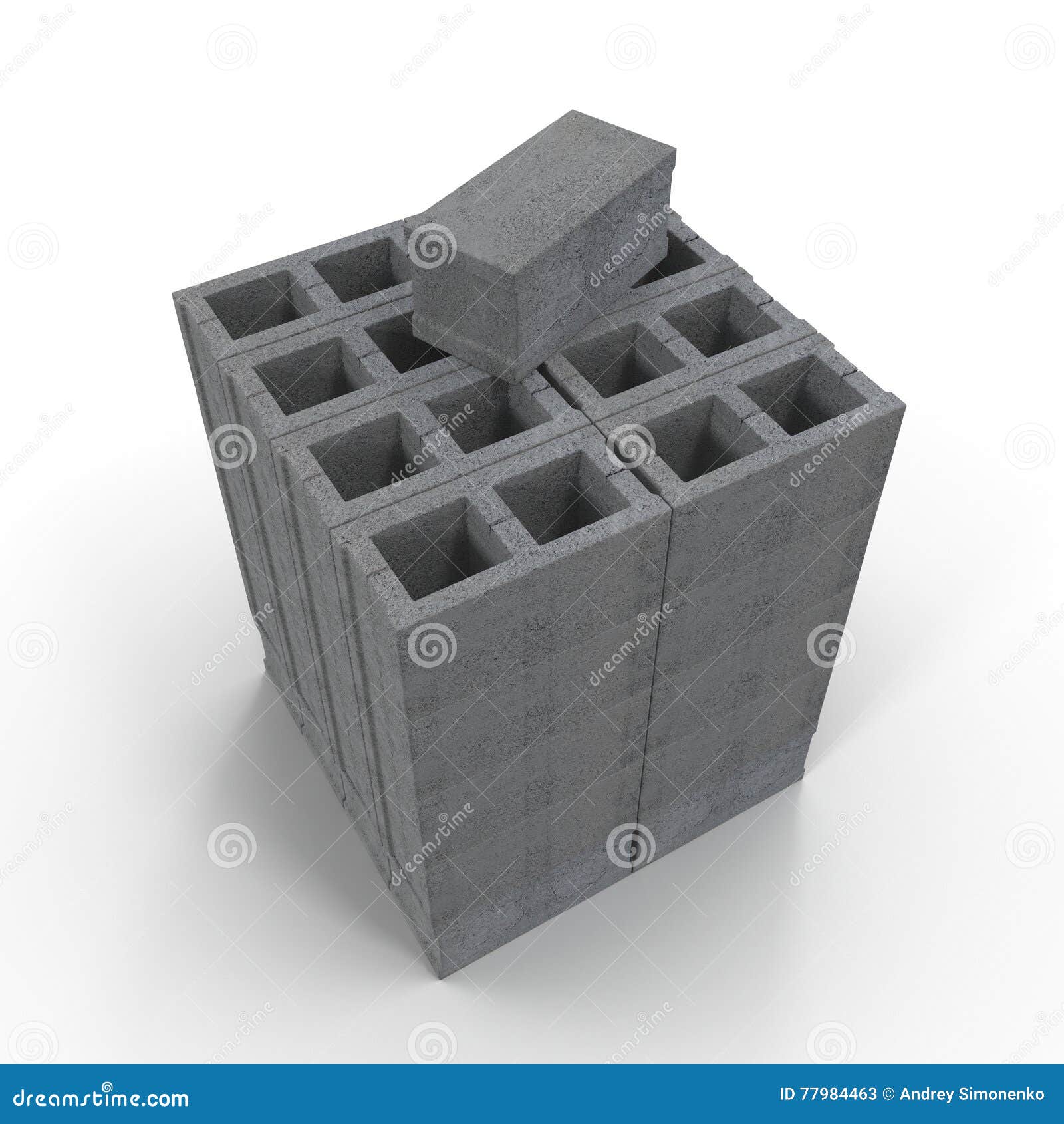 Stack of Cinder Block Bricks on White. 3D Illustration Stock ...