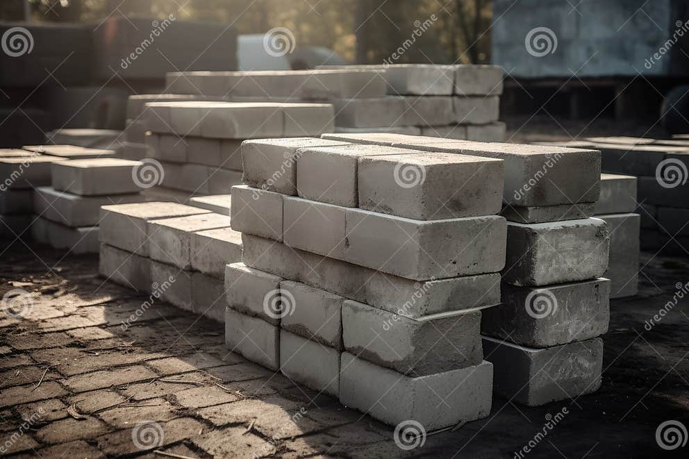 Stack of Cinder Blocks, Ready for Construction. Generative AI Stock ...