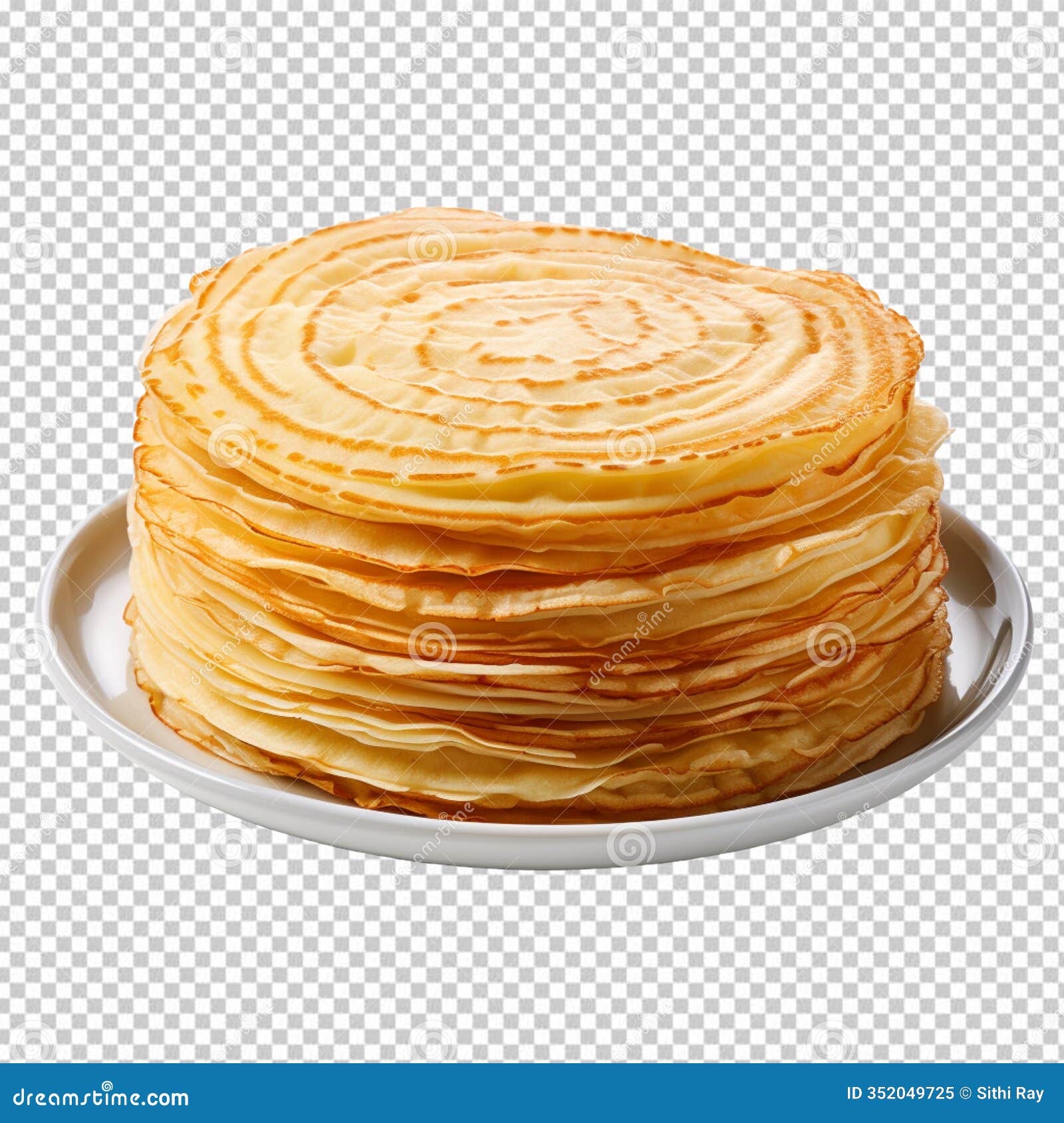 Stack of Circle Crepes in a Plate Isolated on Transparent Background ...
