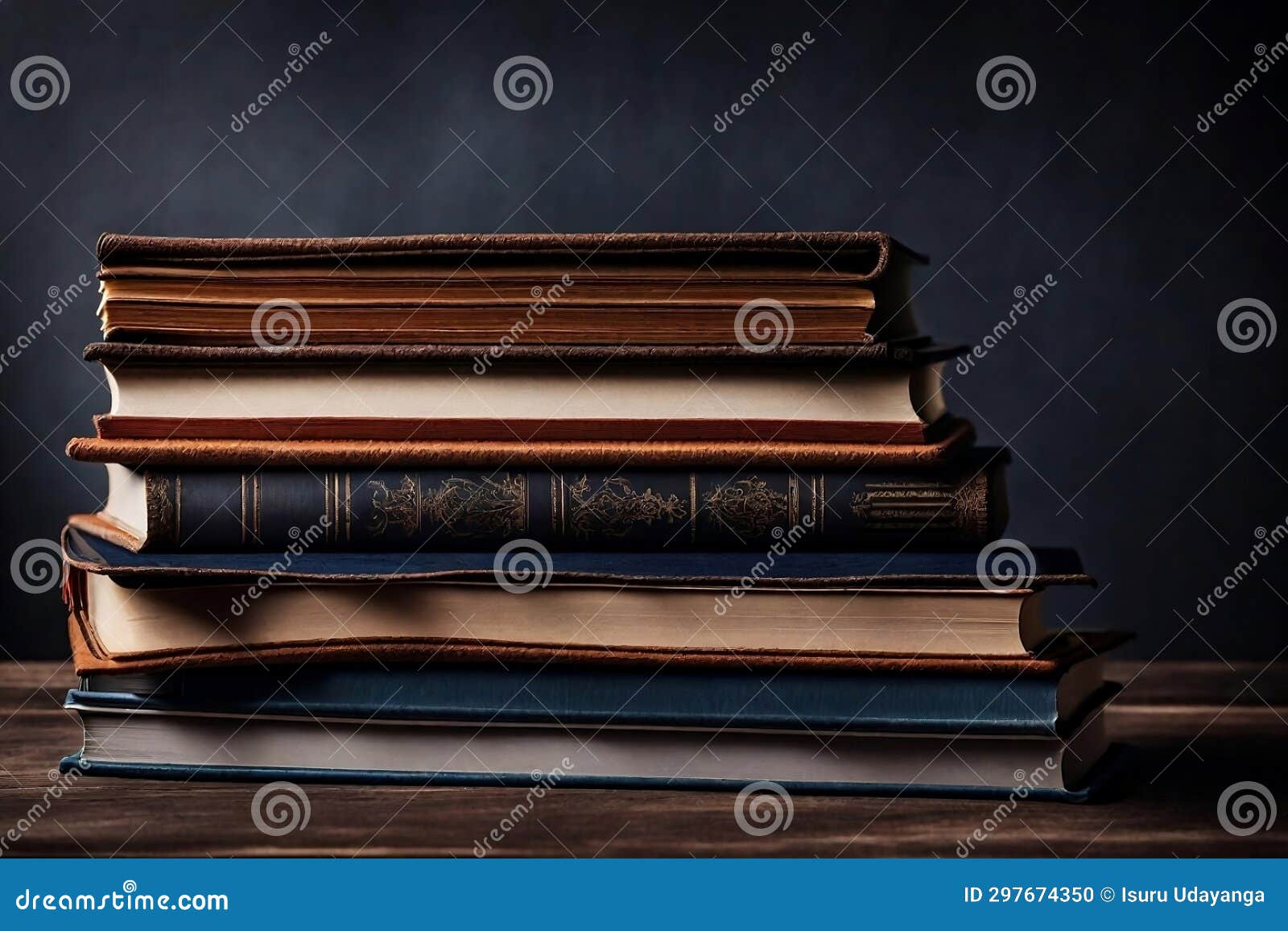 A Stack of Classic Books on a Table. Minimalist Backdrop Stock ...