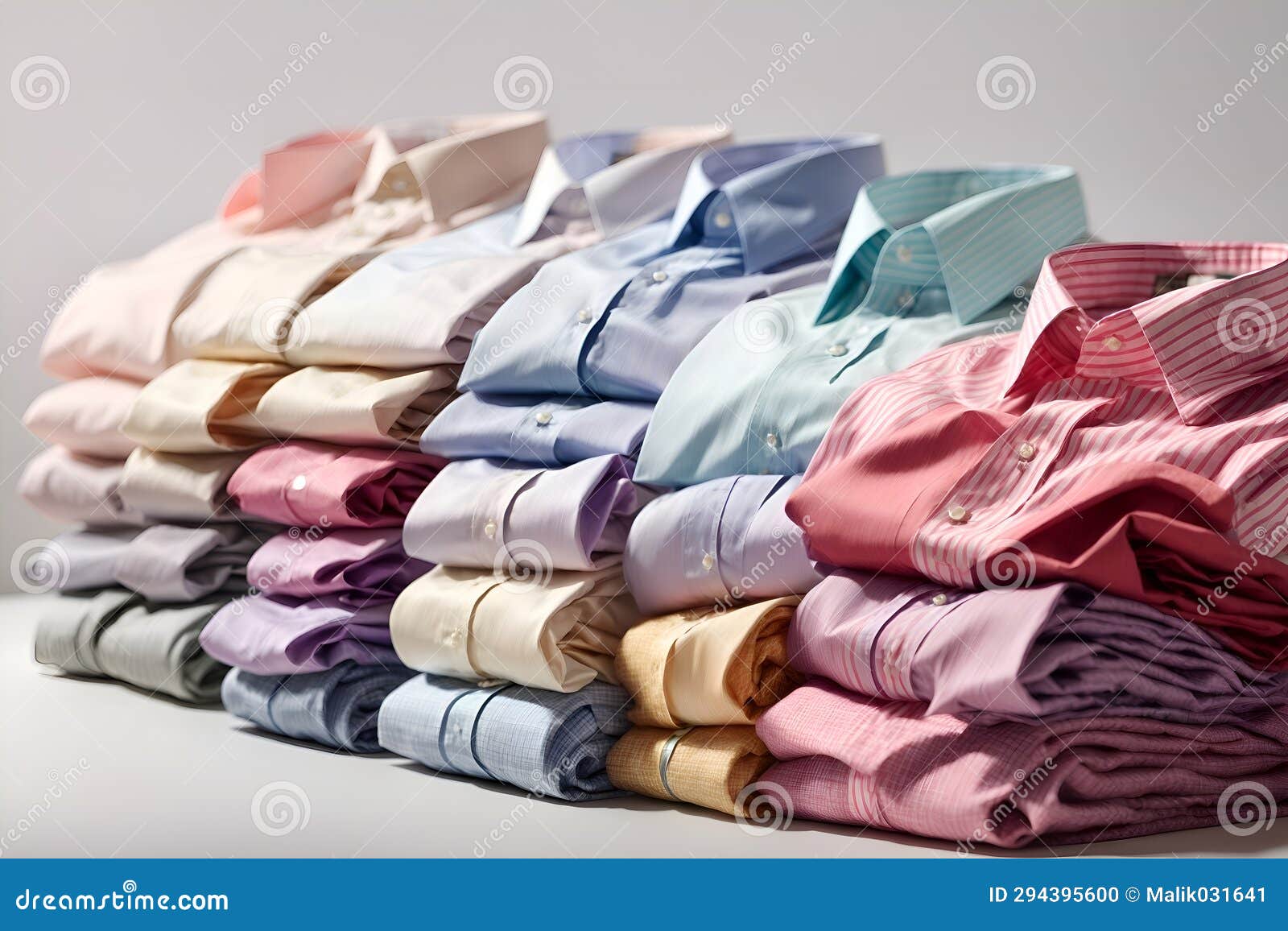 A Stack of Classic Men S Dress Shirts in Various Shades, Displayed on a ...