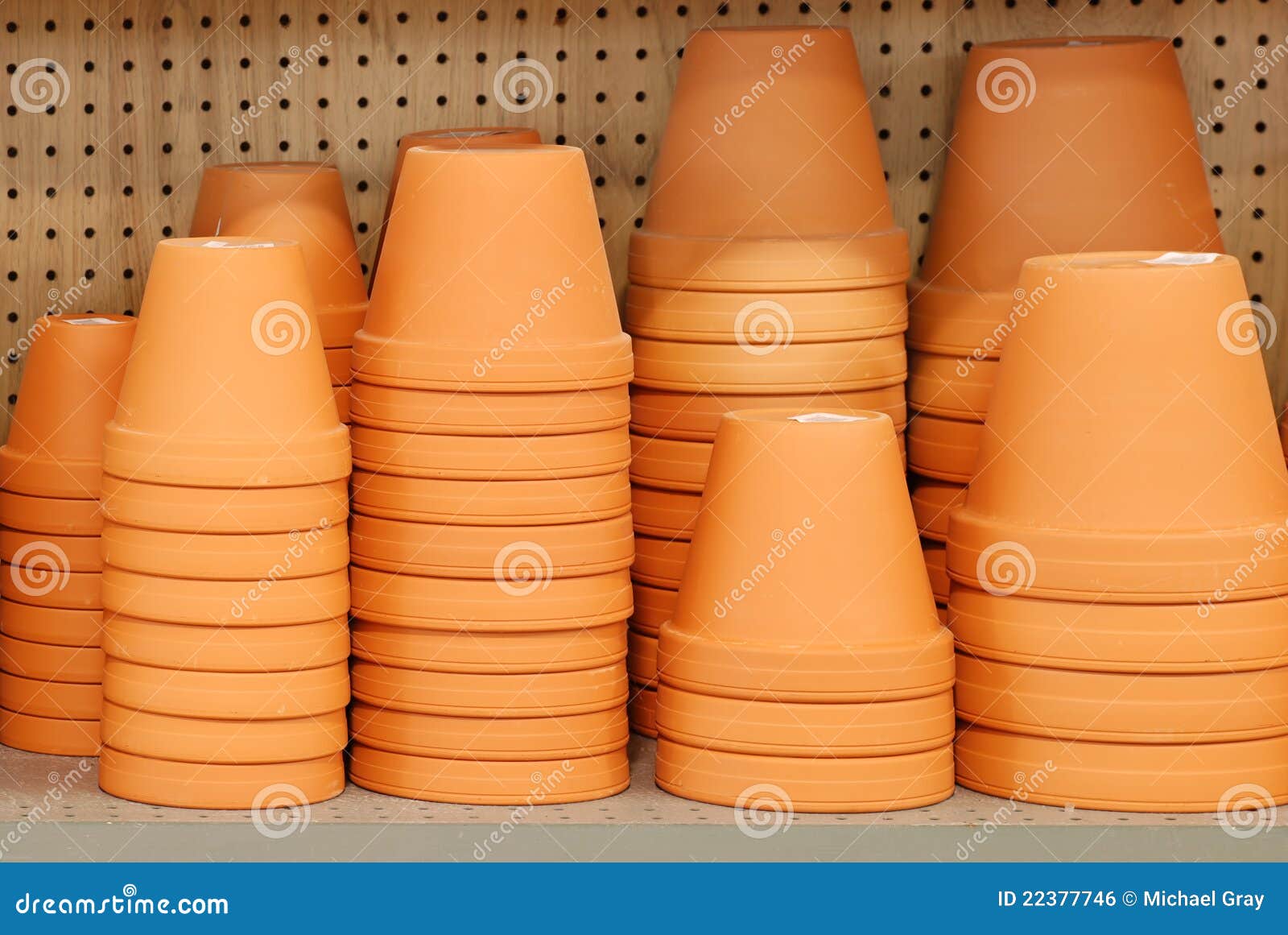 Stack of Clay Pots on a Shelf Stock Photo - Image of concept, flower ...
