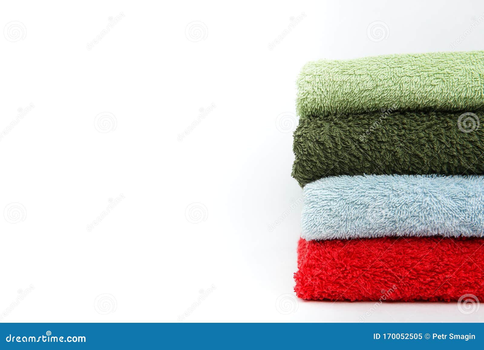 Stack of Clean Bath Towels on White Background Stock Image - Image of ...