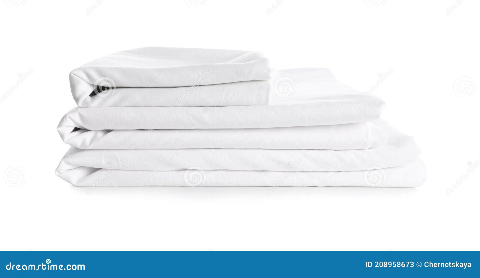 Stack of Clean Bed Linen Isolated on White Stock Image - Image of cloth ...