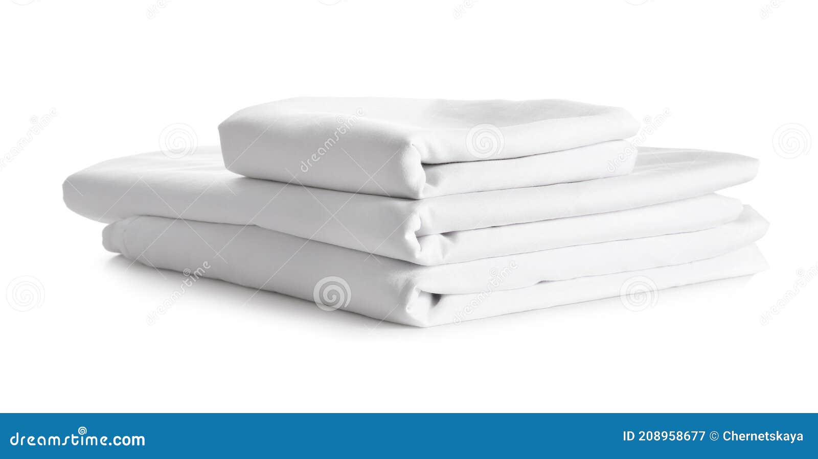 Stack of Clean Bed Linen Isolated on White Stock Image - Image of ...