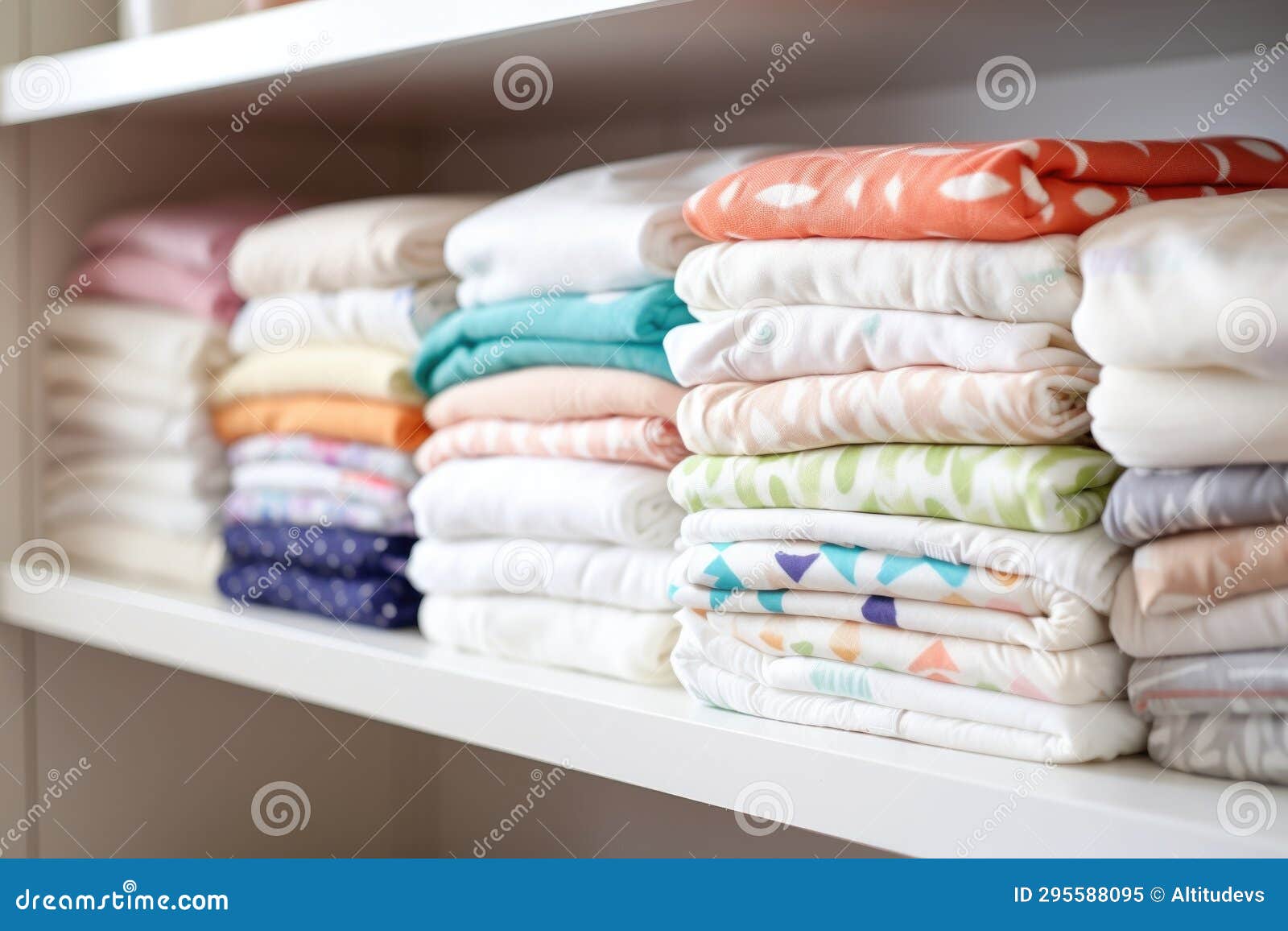 Stack of Clean Cloth Diapers on a Shelf Stock Image - Image of ...