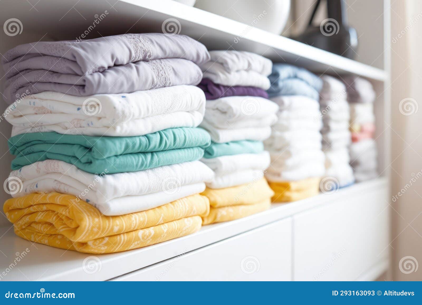 Stack of Clean Cloth Diapers on a Shelf Stock Image - Image of stack ...