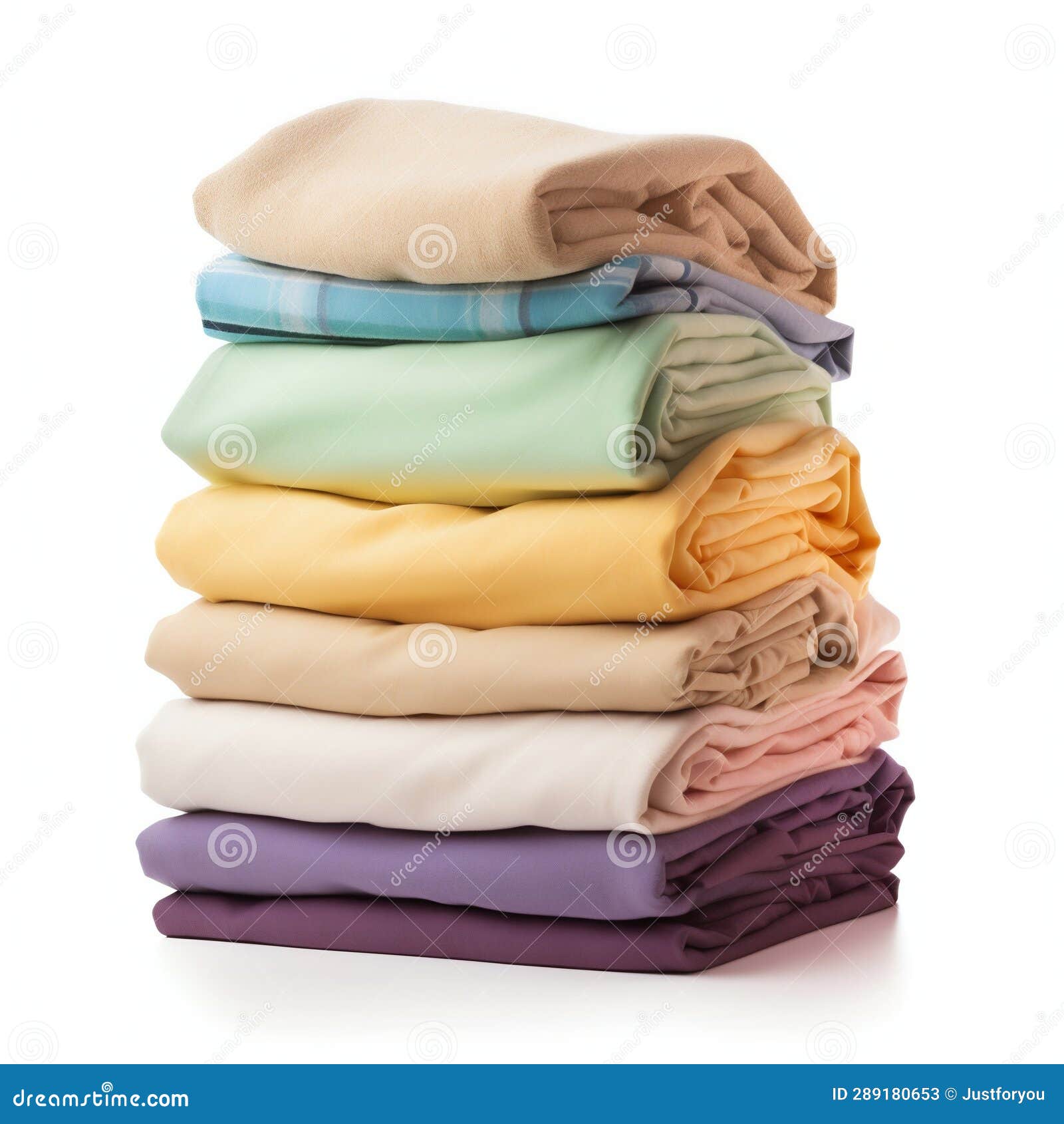 Stack of Clean Clothes Isolated on White. Generative Ai Stock Image ...