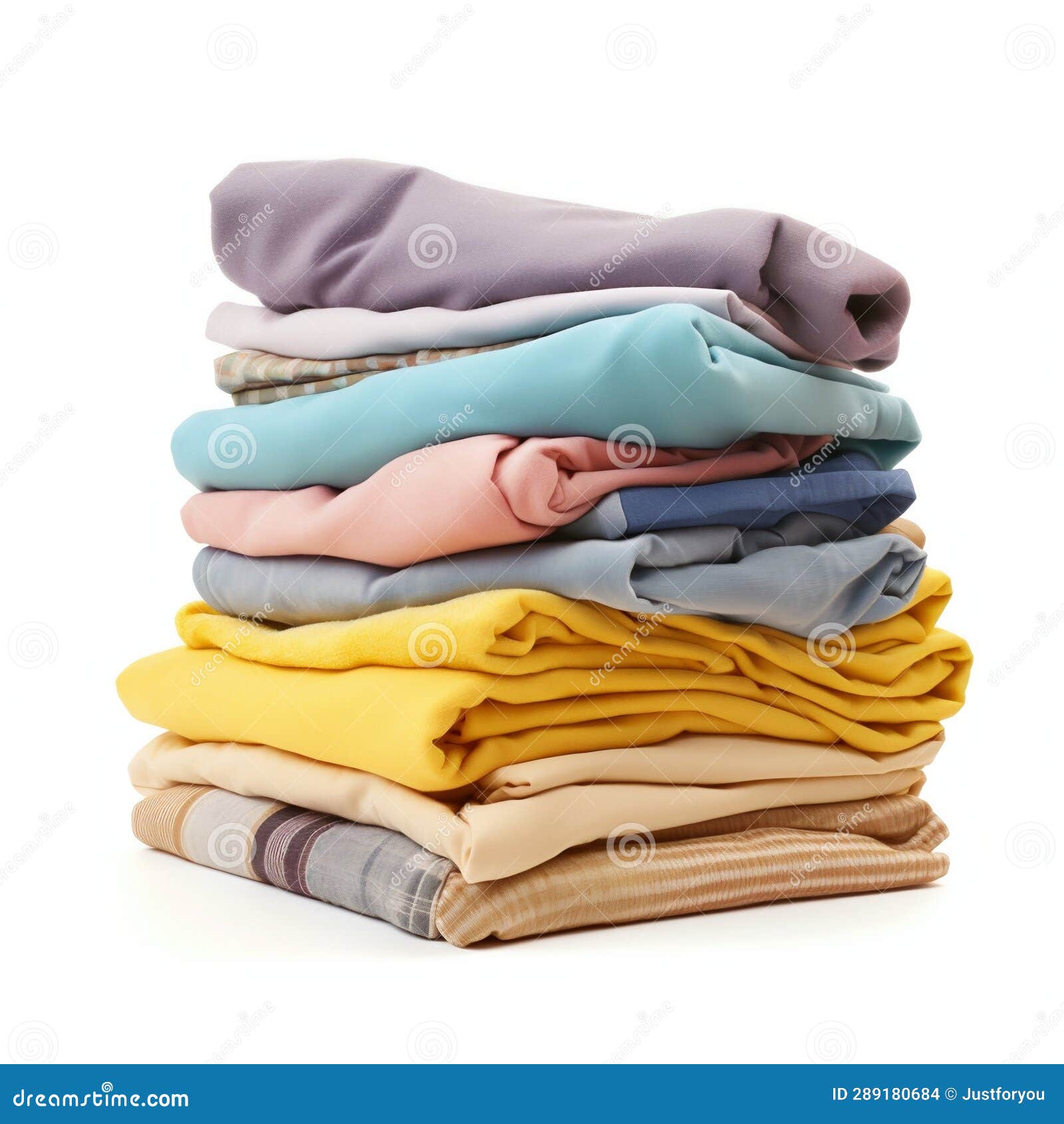 Stack of Clean Clothes Isolated on White. Generative Ai Stock ...