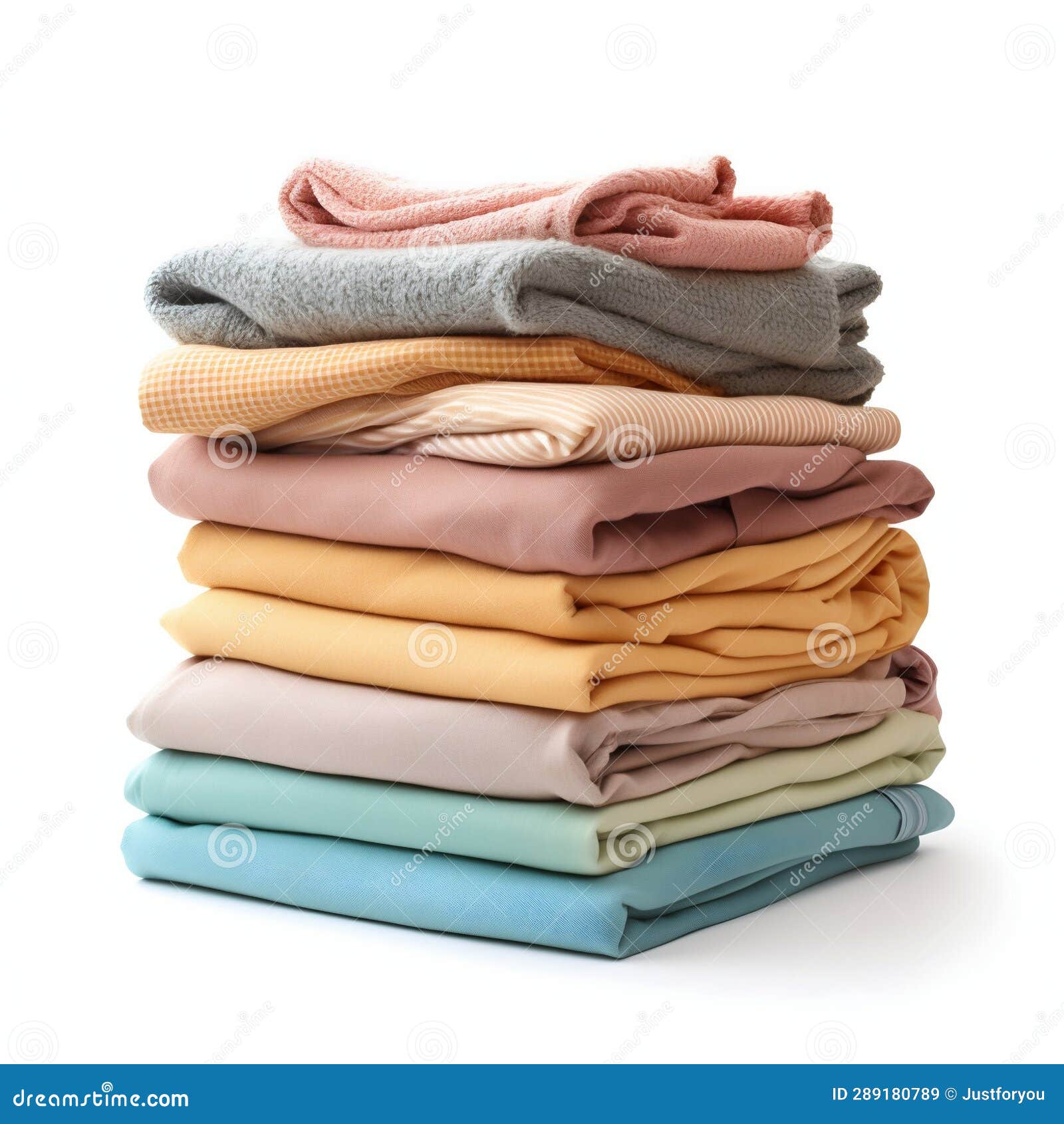 Stack of Clean Clothes Isolated on White. Generative Ai Stock Image ...