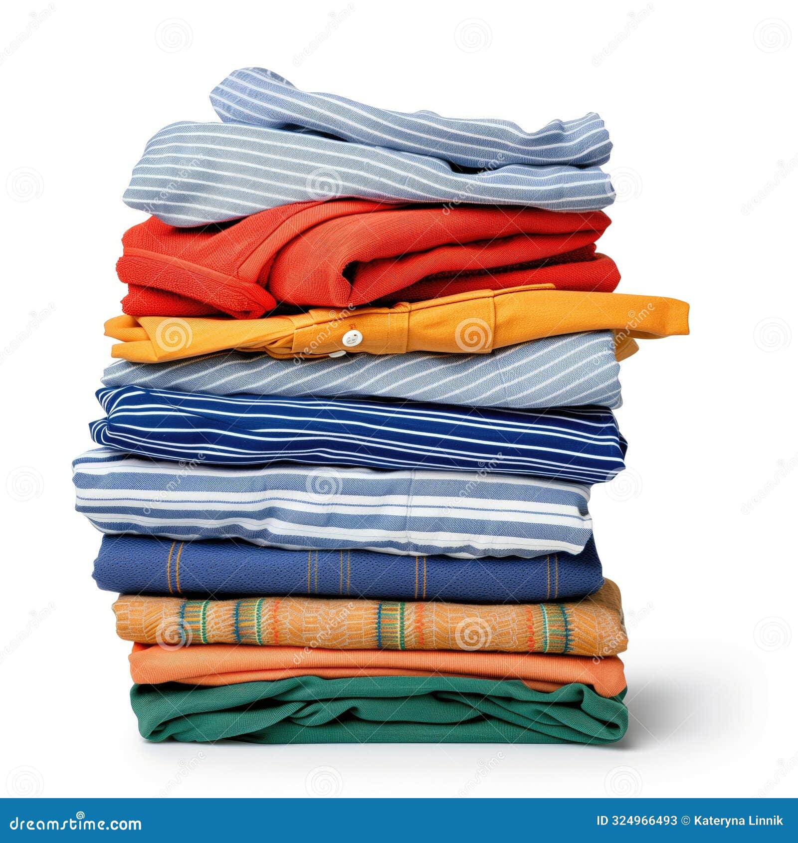 Stack of Clean Clothes in Various Colors, Isolated on a White ...