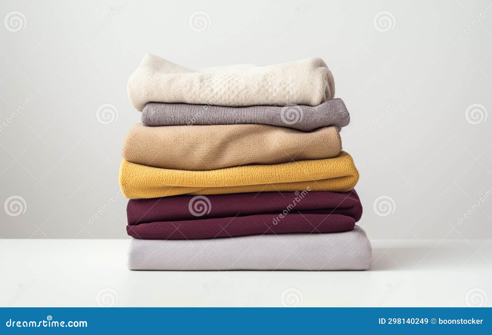 Stack of Clean Clothes on a White Background. AI Generated Stock ...