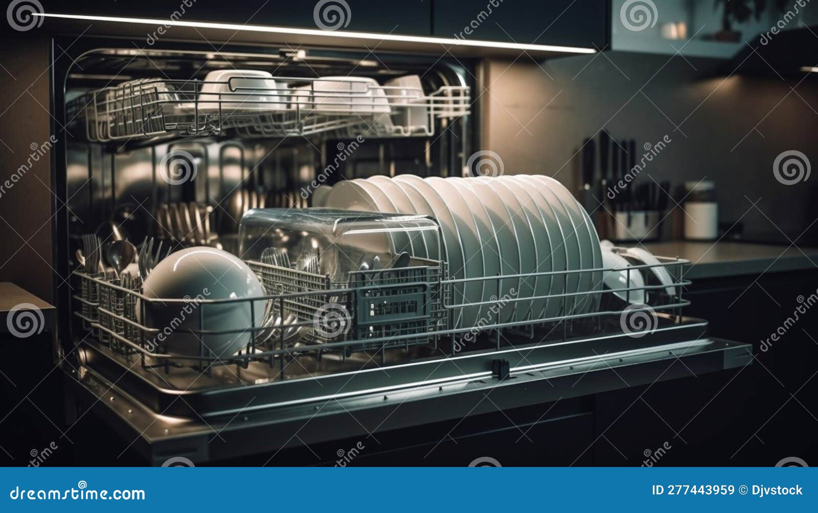 Stack of Clean Crockery in Modern Kitchen Generated by AI Stock Image ...