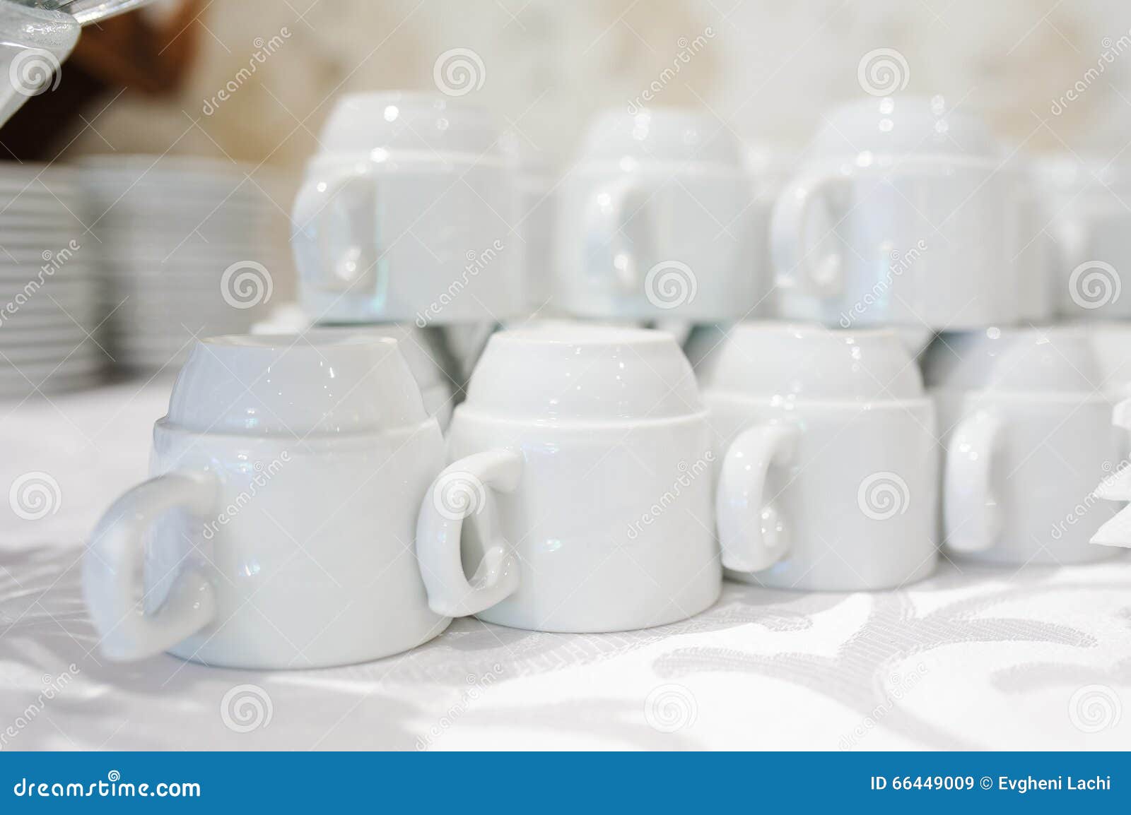 Stack of Clean Cups Ready To Be Used on Dinner Stock Image - Image of ...