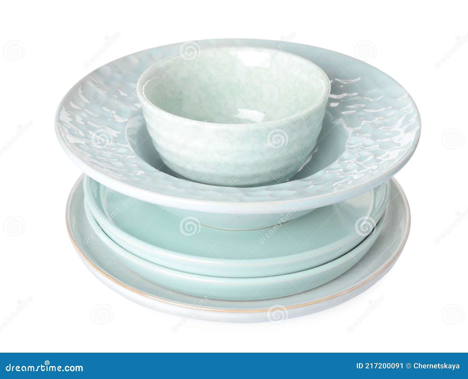 Stack of Clean Dishes on White Background Stock Image - Image of ...