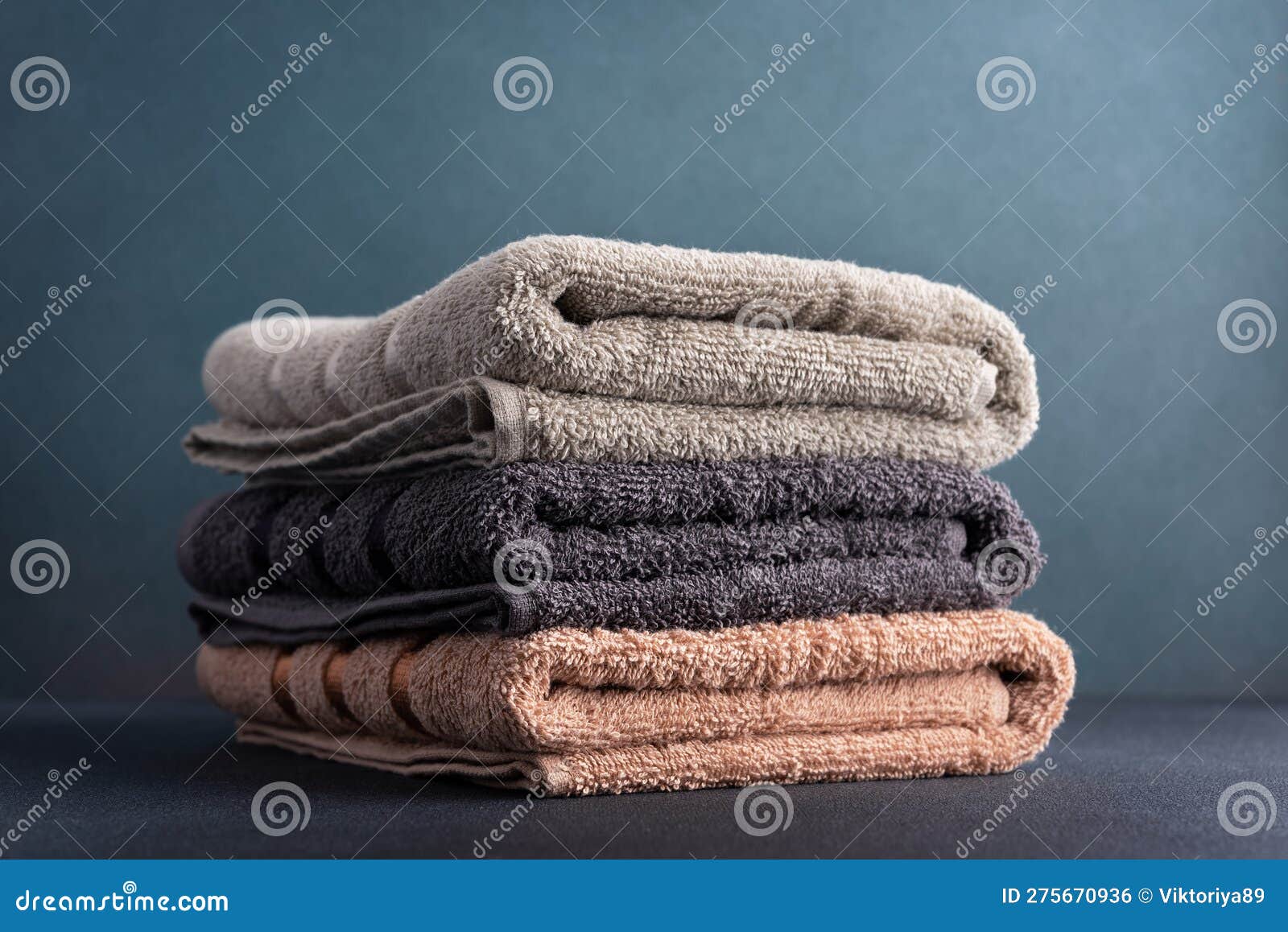 Stack of Clean and Folded Towels Stock Photo - Image of care, health ...