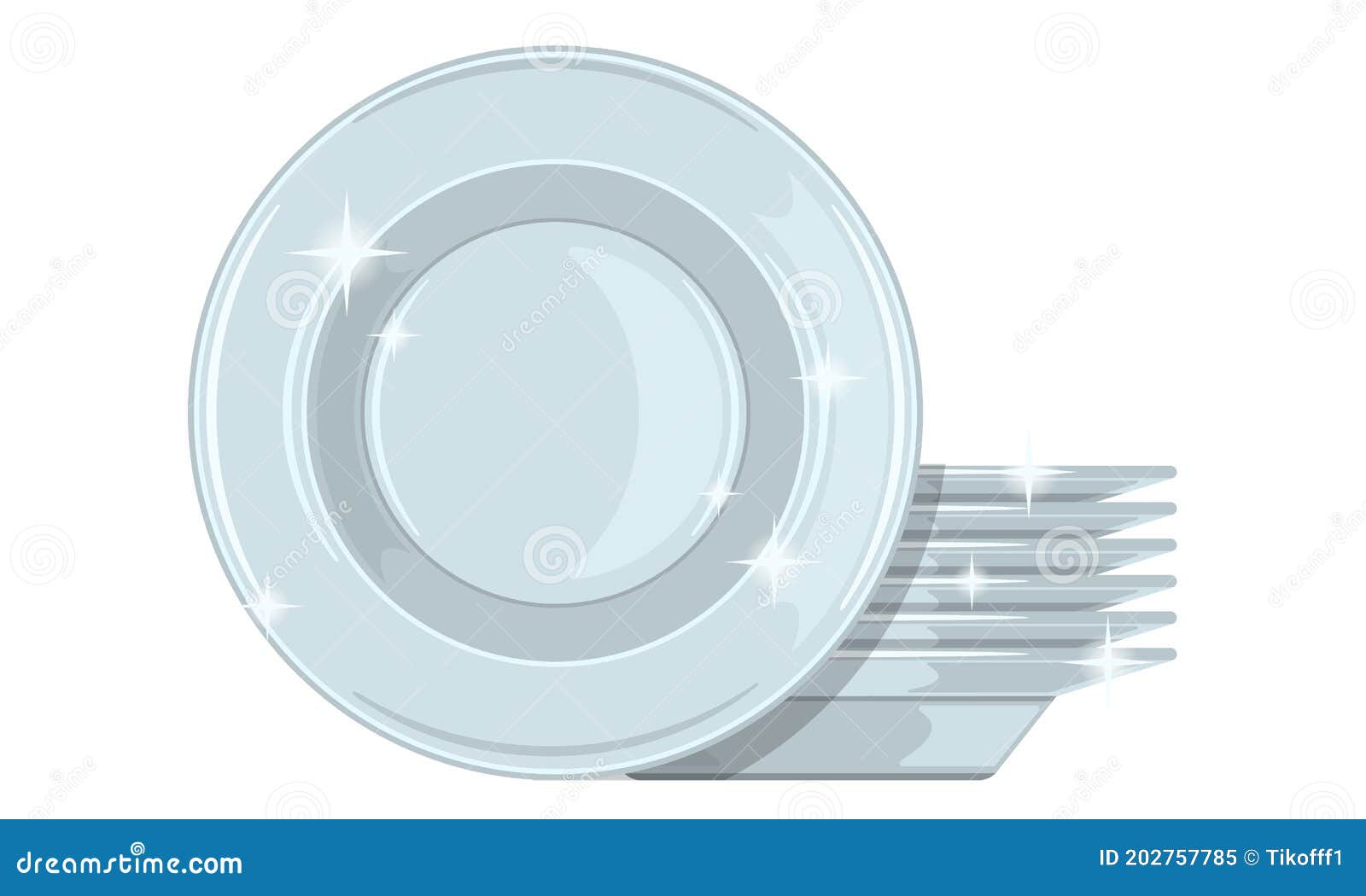 Stack of Clean Plates Isolated Realistic Cartoon Vector Stock Vector ...