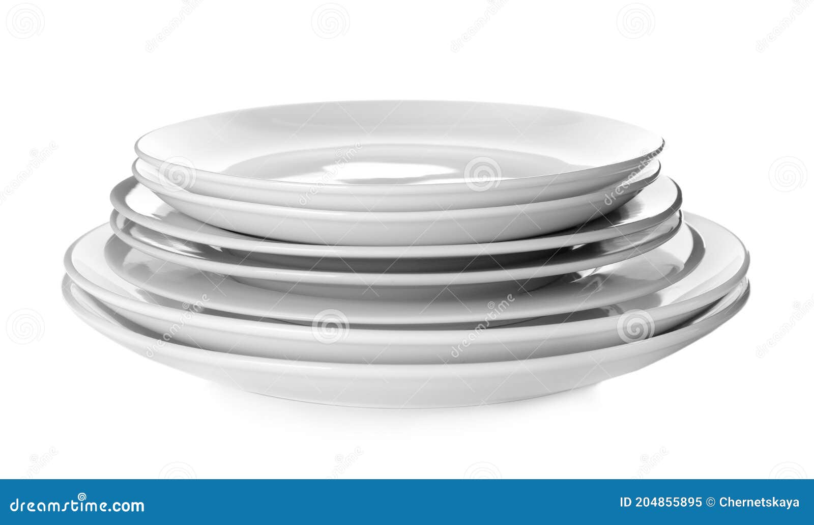 Stack of Clean Plates Isolated on White Stock Image - Image of plate ...