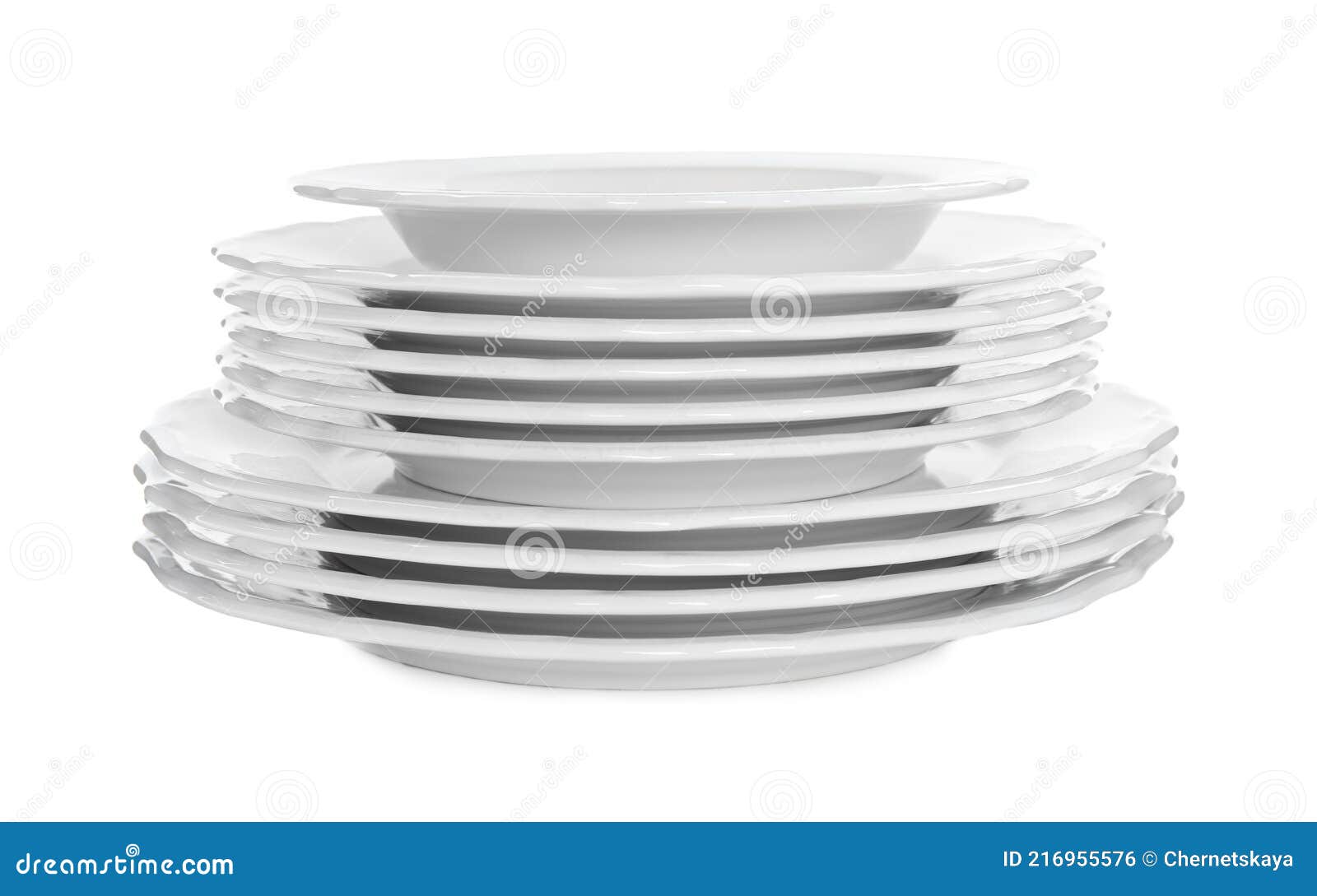 Stack of Clean Plates on White Background Stock Photo - Image of plate ...