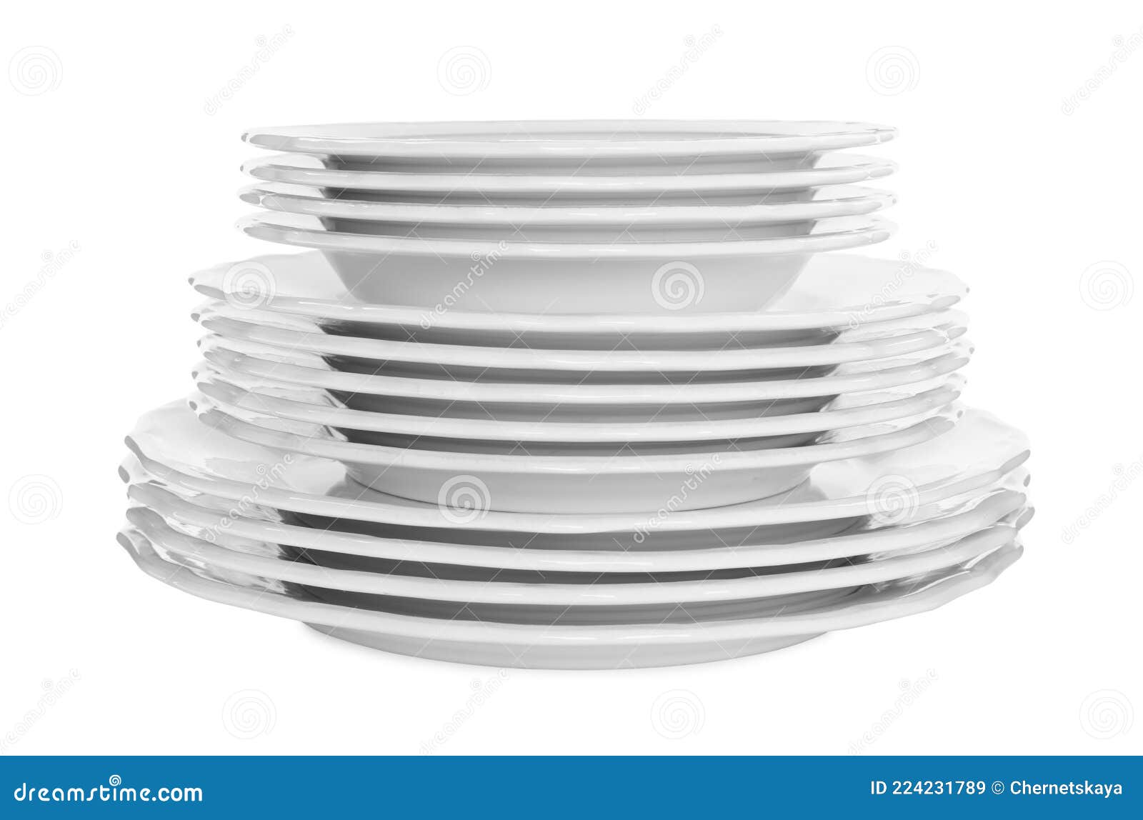 Stack of Clean Plates on White Background Stock Image - Image of ...