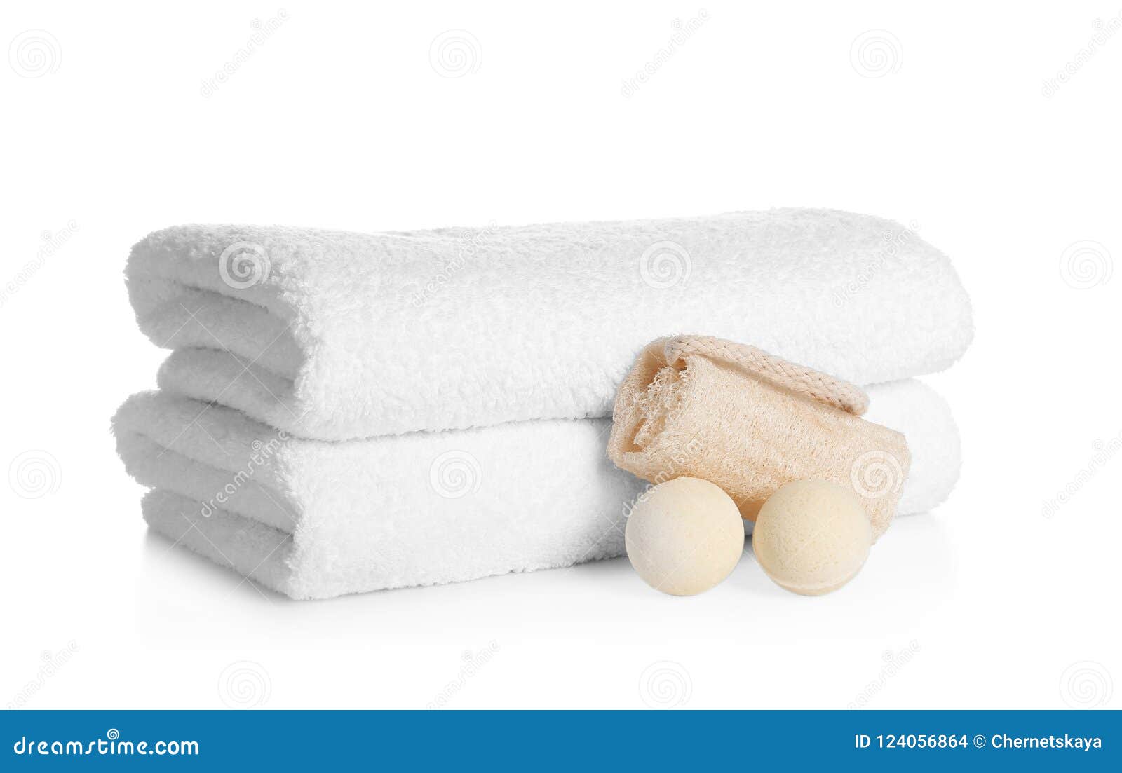 Stack of Clean Soft Towels, Bath Bombs Stock Photo - Image of decor ...