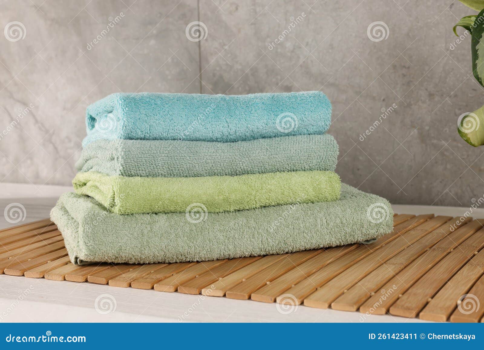 Stack of Clean Towels on Countertop in Laundry Room Stock Image - Image ...