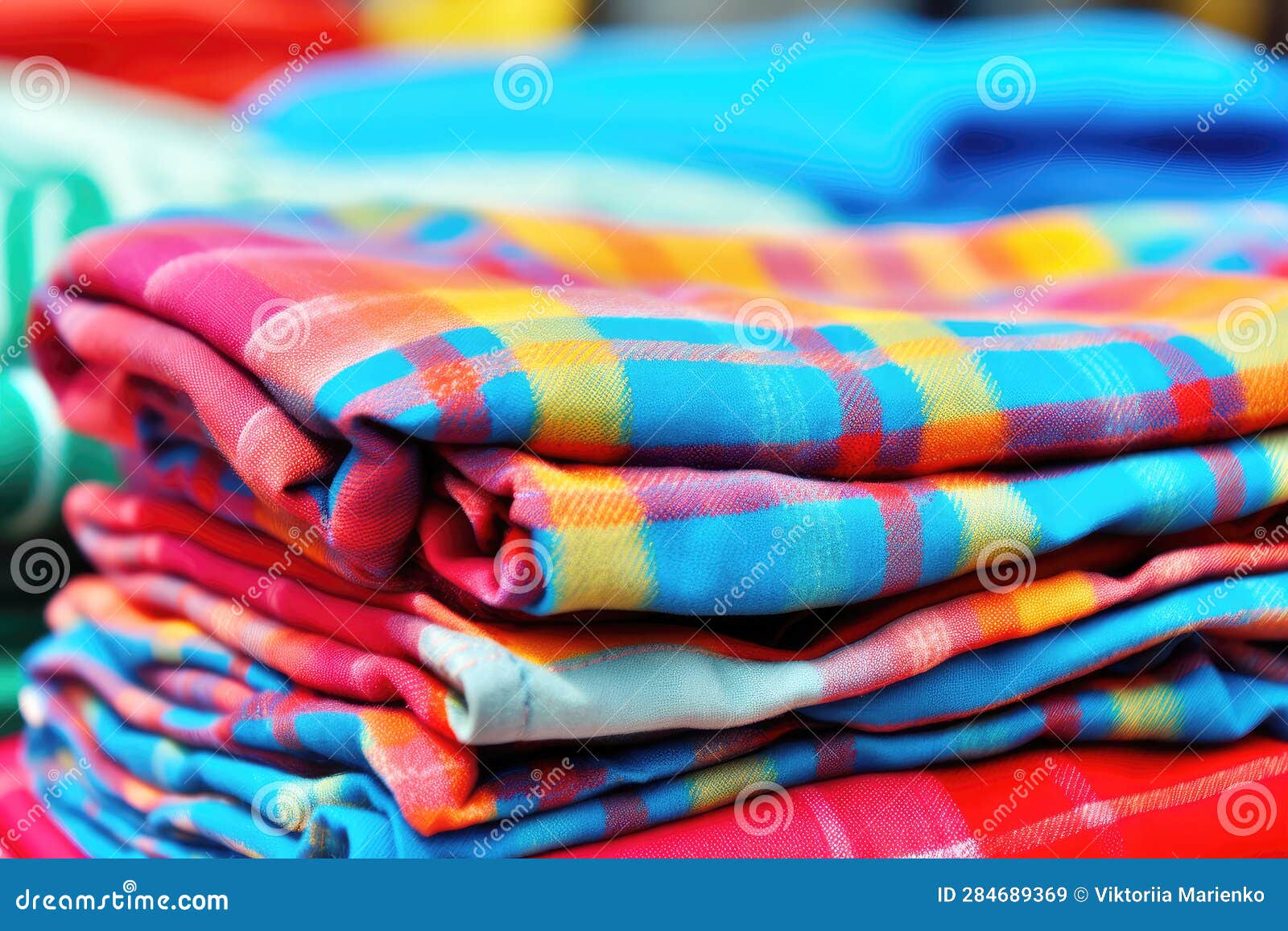 A Stack of Clean Washed Colored Clothes Close Up Stock Illustration ...