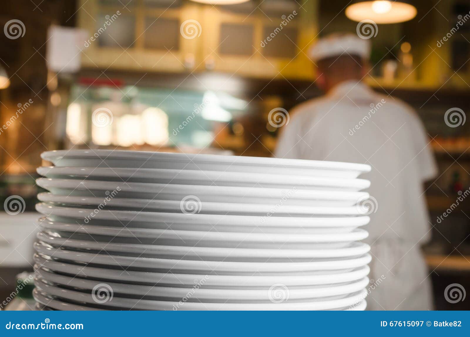 Stack of Clean Washed Plates in Restaurant S Kitchen Stock Image ...