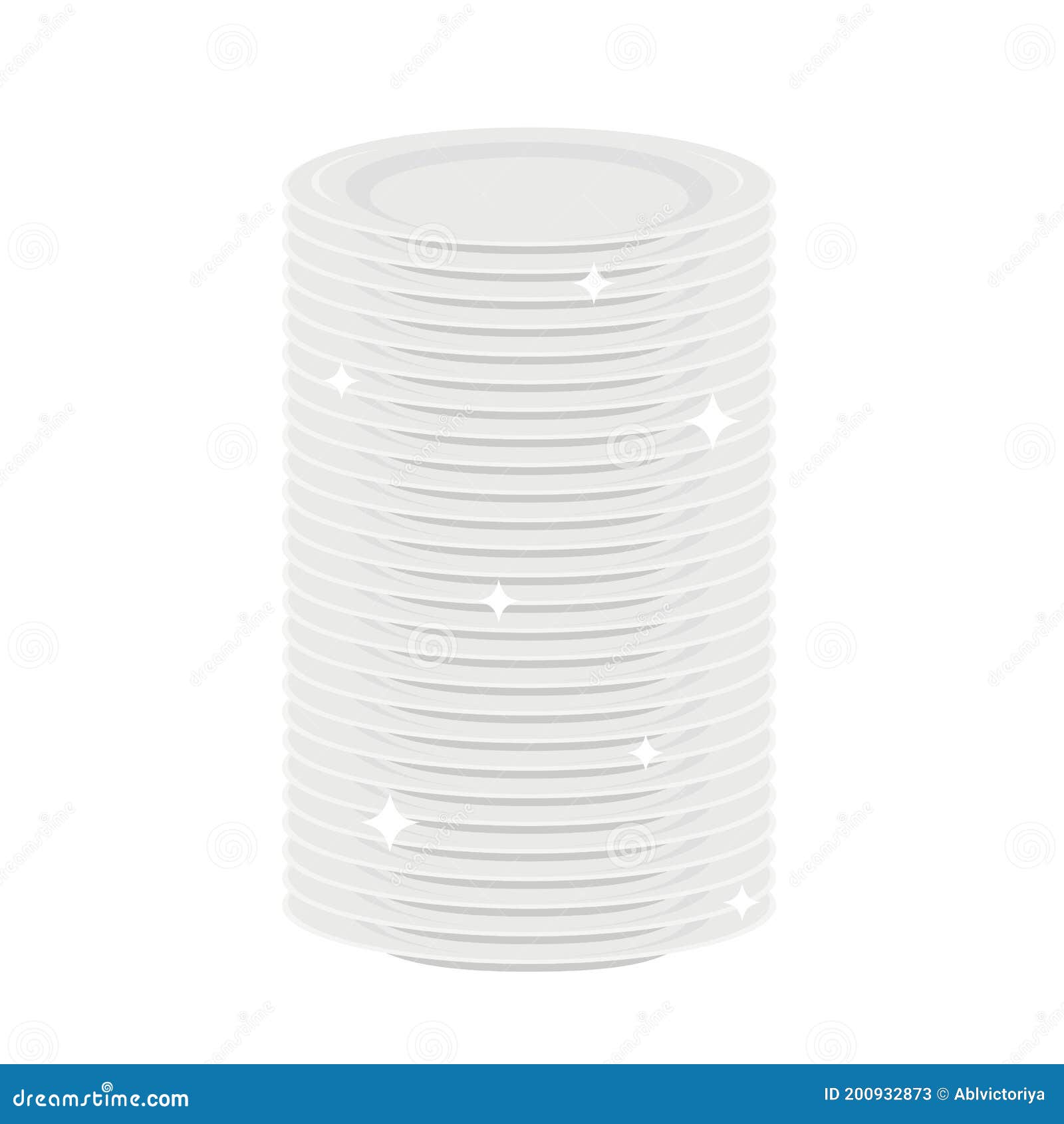 Stack of Clean White Plates Isolated on White Background. Washed Dishes ...