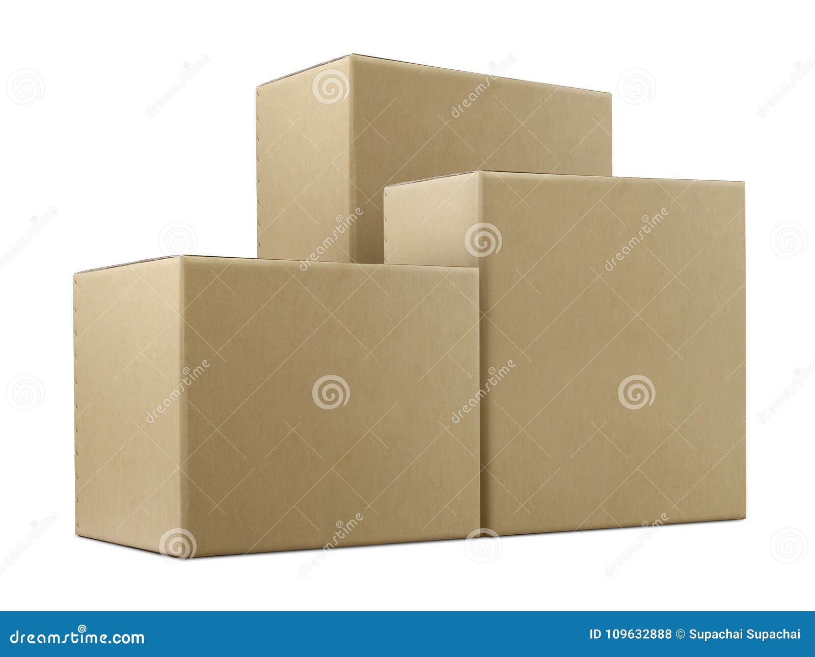 Stack of Closed Cardboard Boxes Isolated on White Background Stock ...