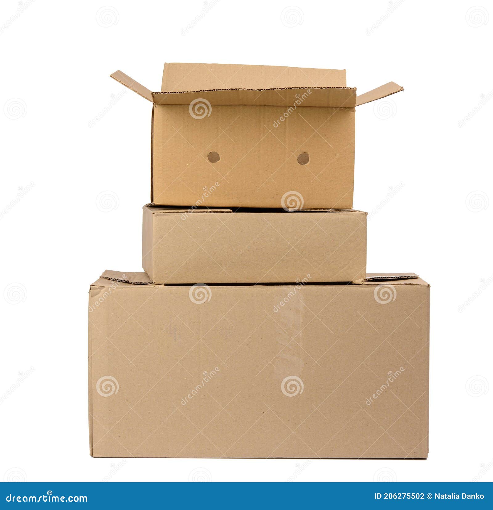 Stack of Closed Cardboard Brown Paper Boxes Isolated on White ...