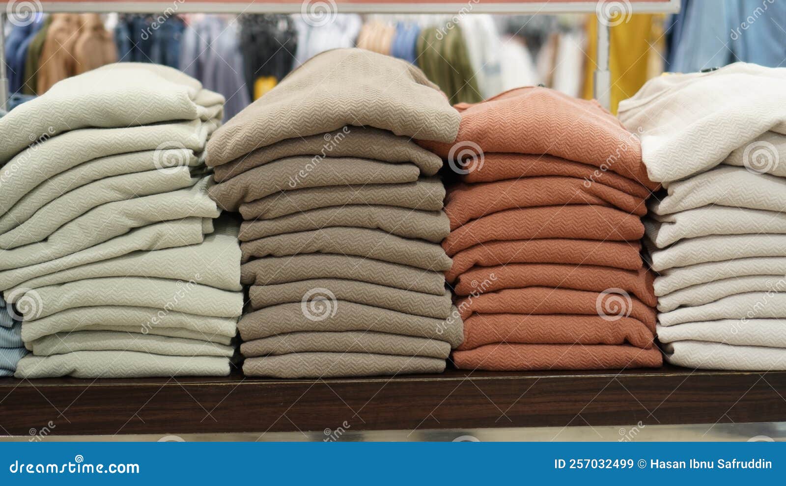 Stack of Clothes are Displayed at Shopping Mall Stock Image - Image of ...