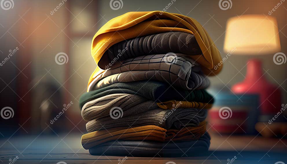 Stack of Clothes Empty Copy Space, Copy Space for Text, Generative AI ...