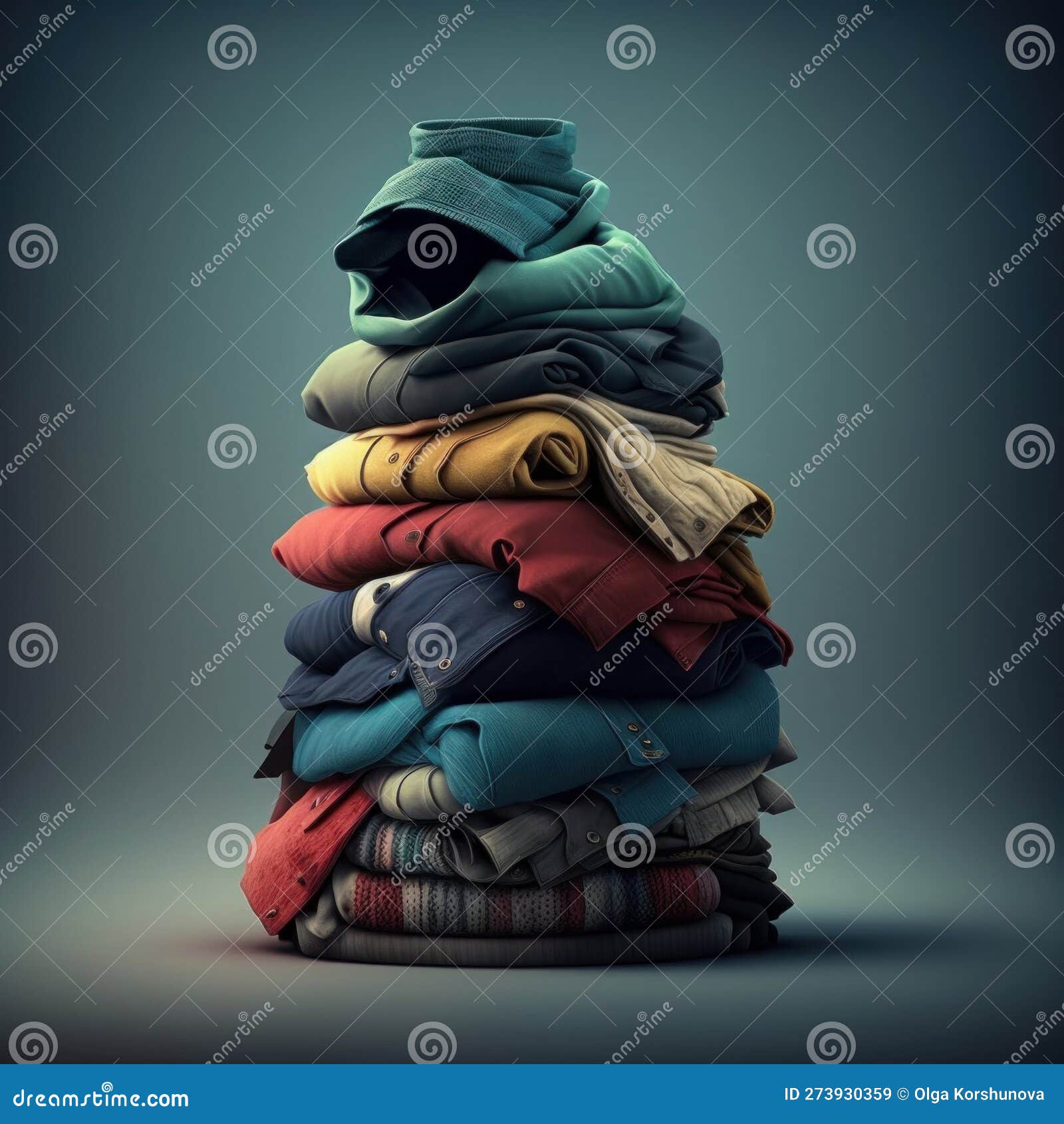 Stack of Clothes. a Family Laundry Pile Stock Illustration ...