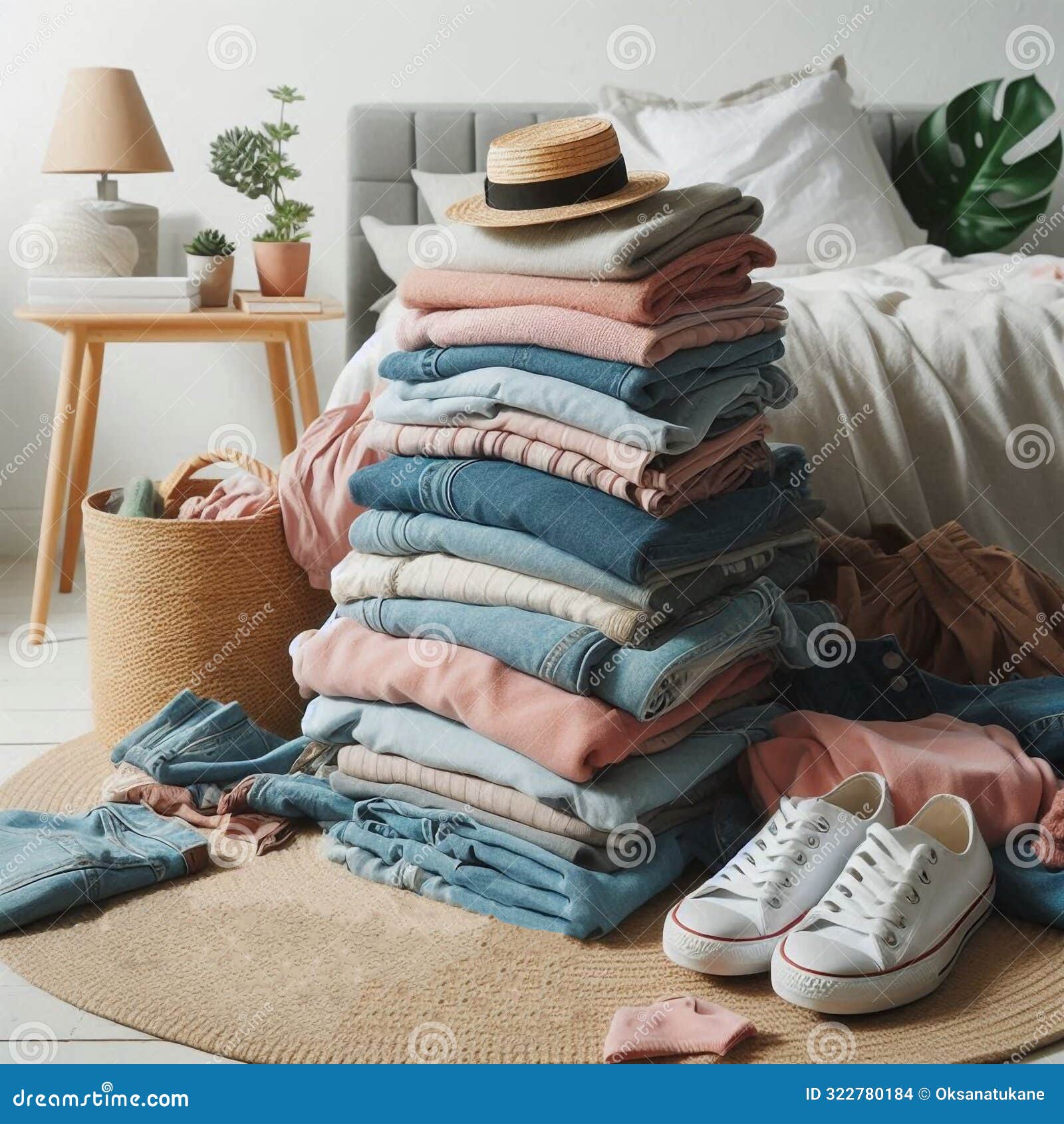Stack of Clothes on the Floor Ready To Be Donated. Stock Photo - Image ...