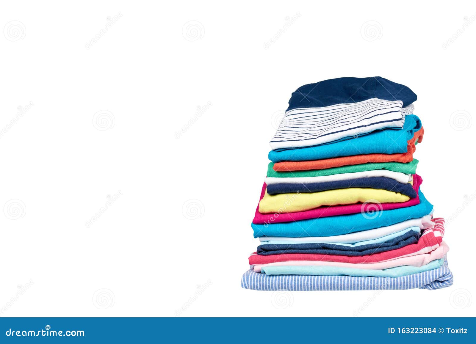 Stack of Clothes, Fresh Laundry Textile. Isolated Stock Photo - Image ...