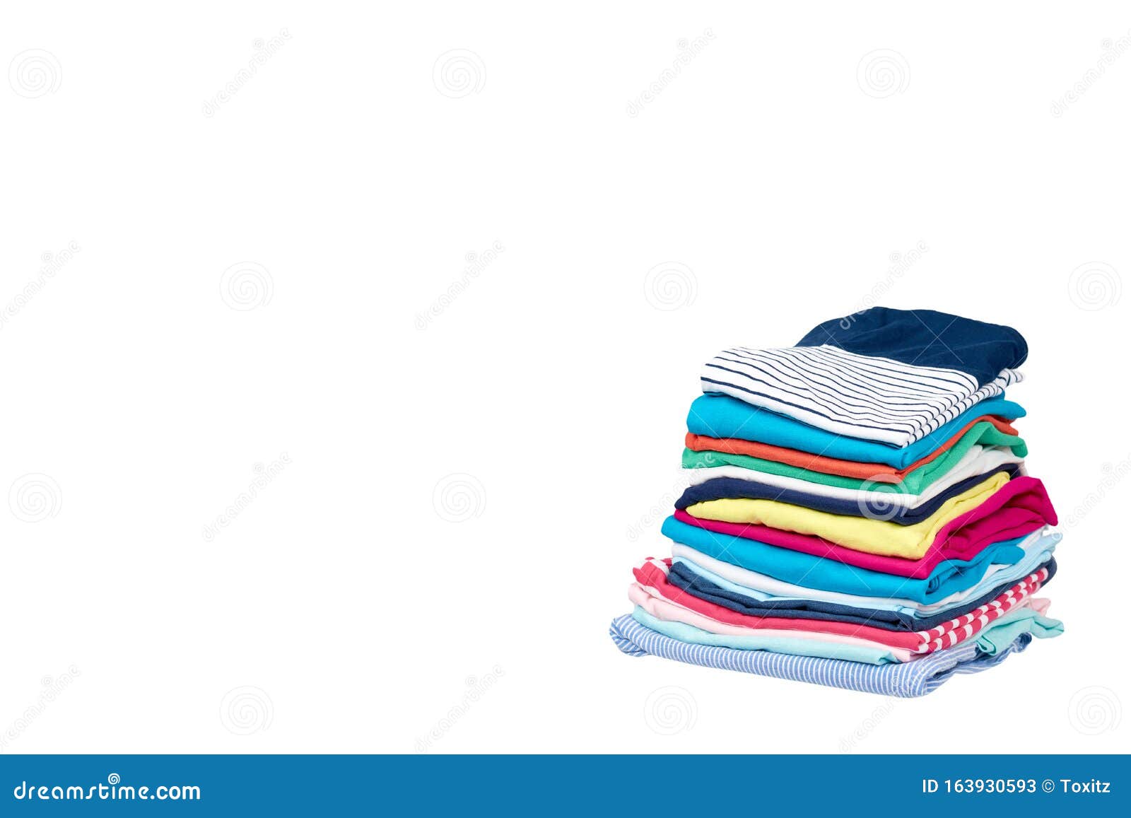 Stack of Clothes, Fresh Laundry Textile. Isolated Stock Image - Image ...