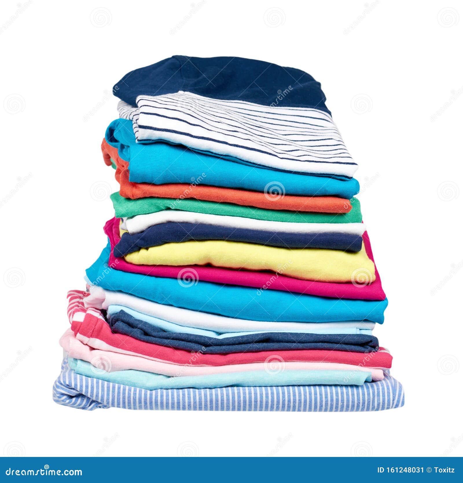 Stack of Clothes, Fresh Laundry Textile. Isolated Stock Image - Image ...