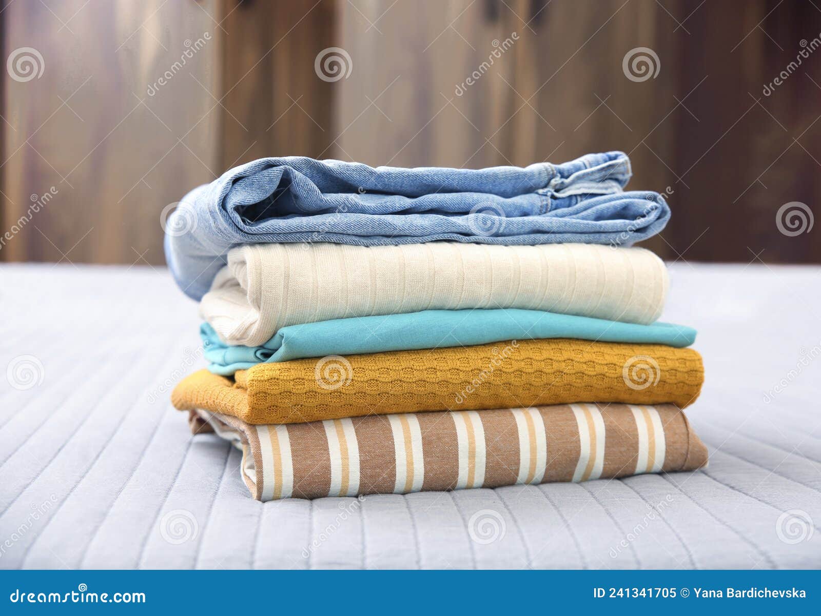 Stack of Clothes. Pile of Cotton Garment Stock Image - Image of ...