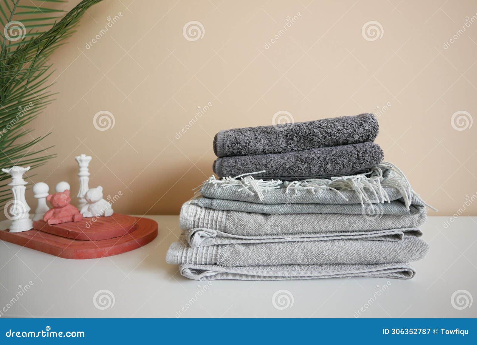 Stack of Clothes on Table Indoor. Stock Image - Image of fashion, fresh ...